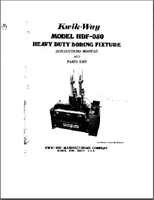 Model HDF 050 HD Boring Fixture Manual [HDF-050 Manual] - $14.95 ...